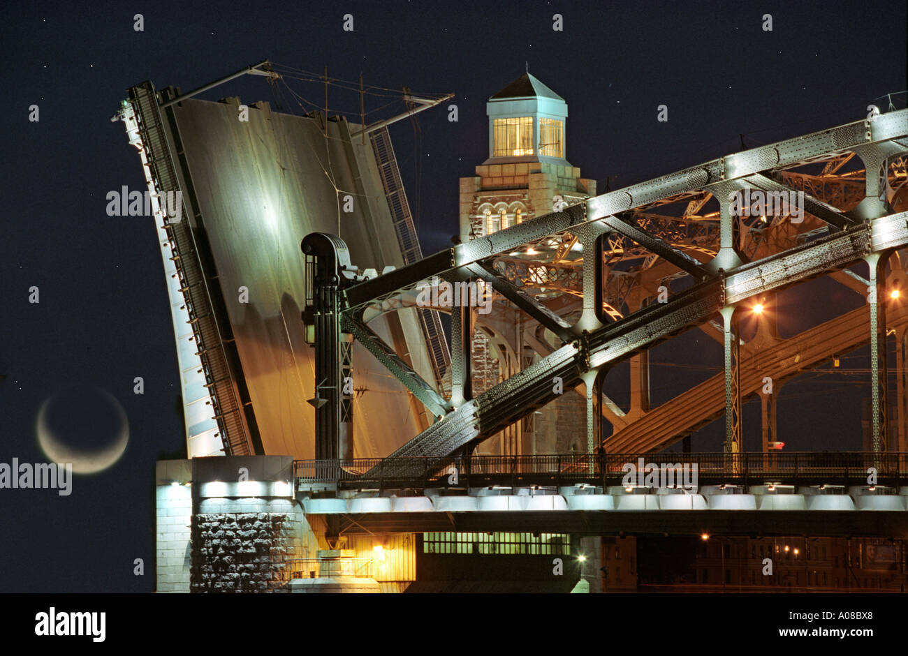 Peter the Great (Bolsheokhtinsky, Big Okhta) bridge over Neva river ...