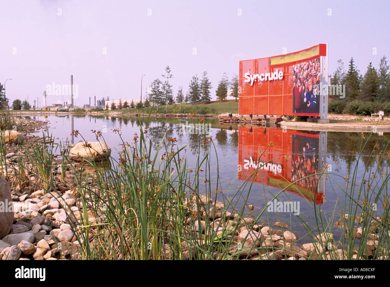 Syncrude Company Sign at Athabasca Tar Sands Production Site, near Fort ...