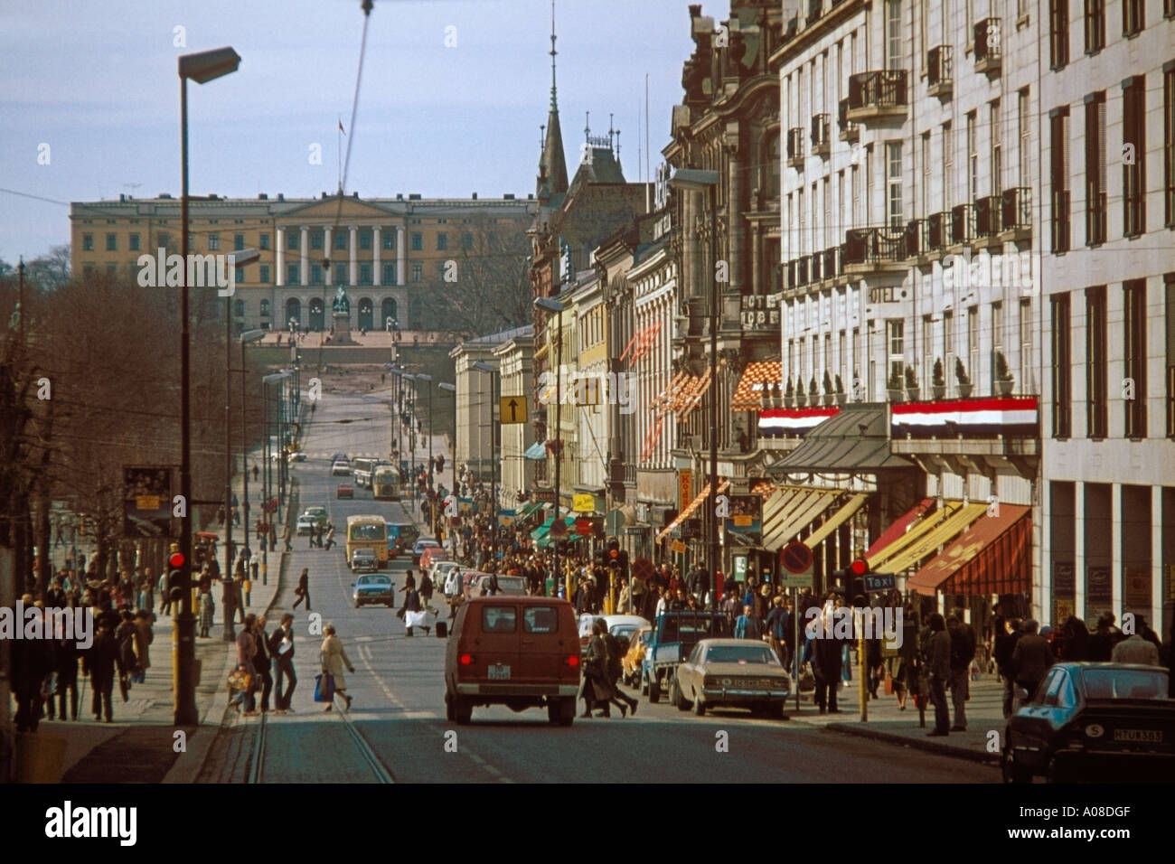 Karl Johans Gate looking towards the Royal Palace Oslo Norway JMH0923 ...