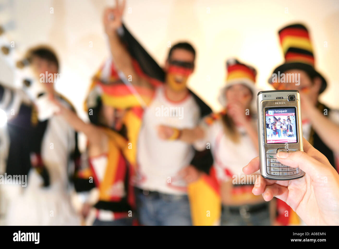 Gruppe deutscher Fussball Fans, group of German football fans Stock ...