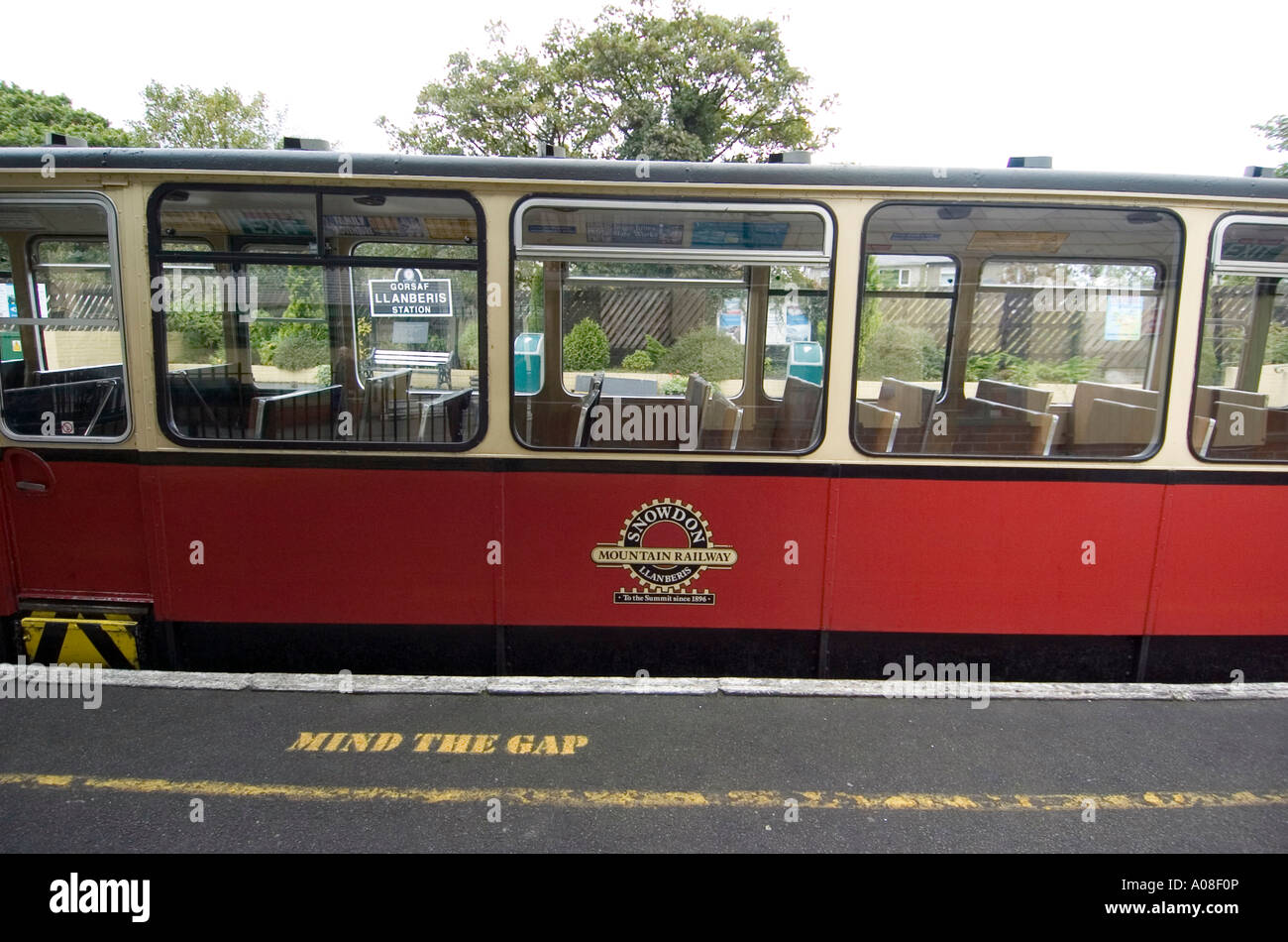 The Mount Snowdon railway station in the small village of Llanberis in ...
