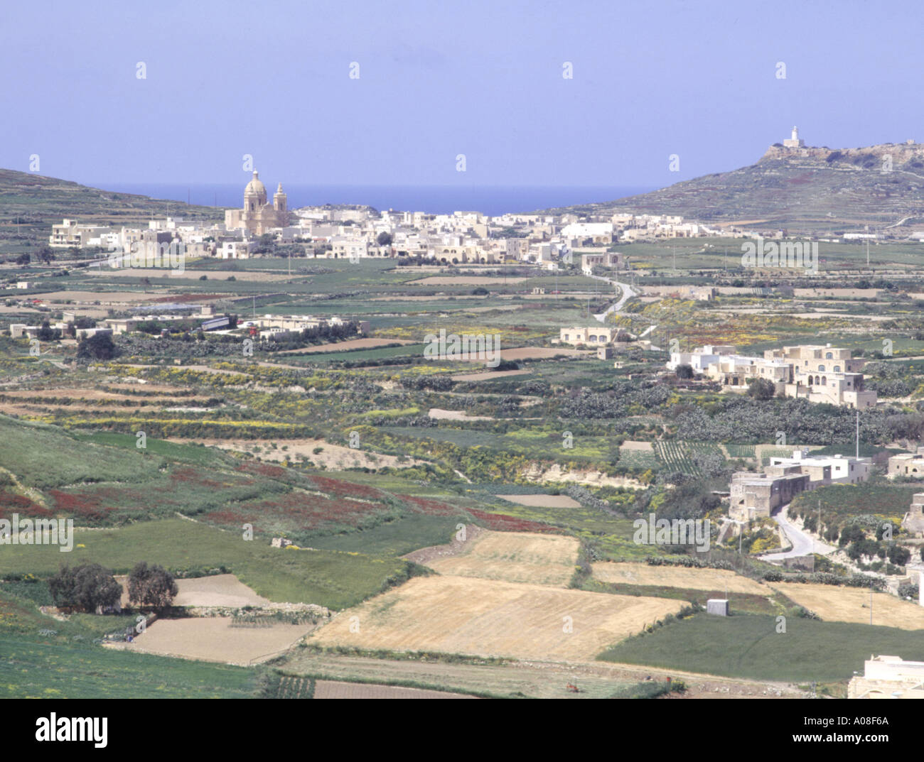 VICTORIA GOZO View from Citadel walls of Zebbug valley and fields Stock ...