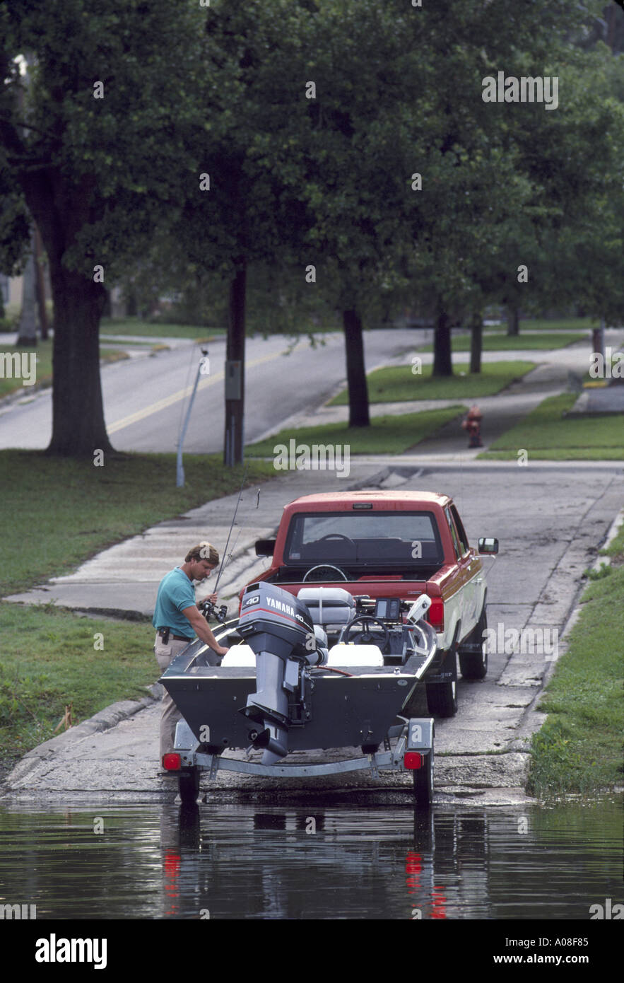 Getting ready to launch a fishing boat Stock Photo - Alamy