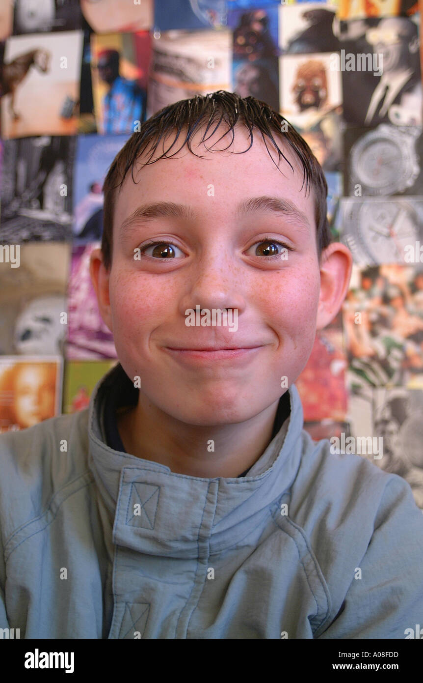 boy face portrait happy content white cheeky smile adolescent kid ...
