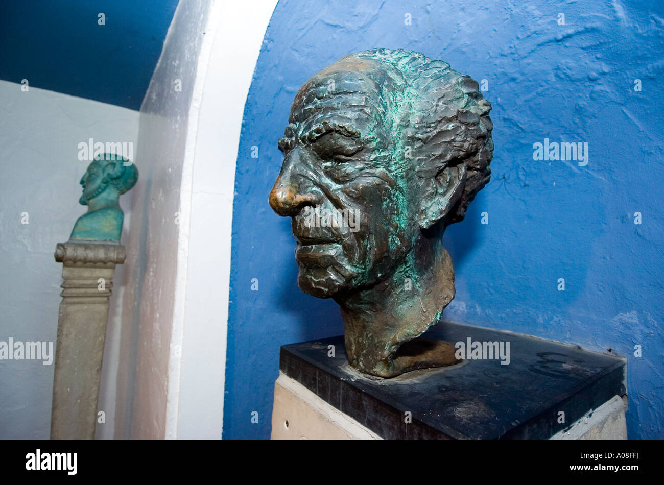Clough Ellis bronze bust in the picturesque village of Portmeirion in ...