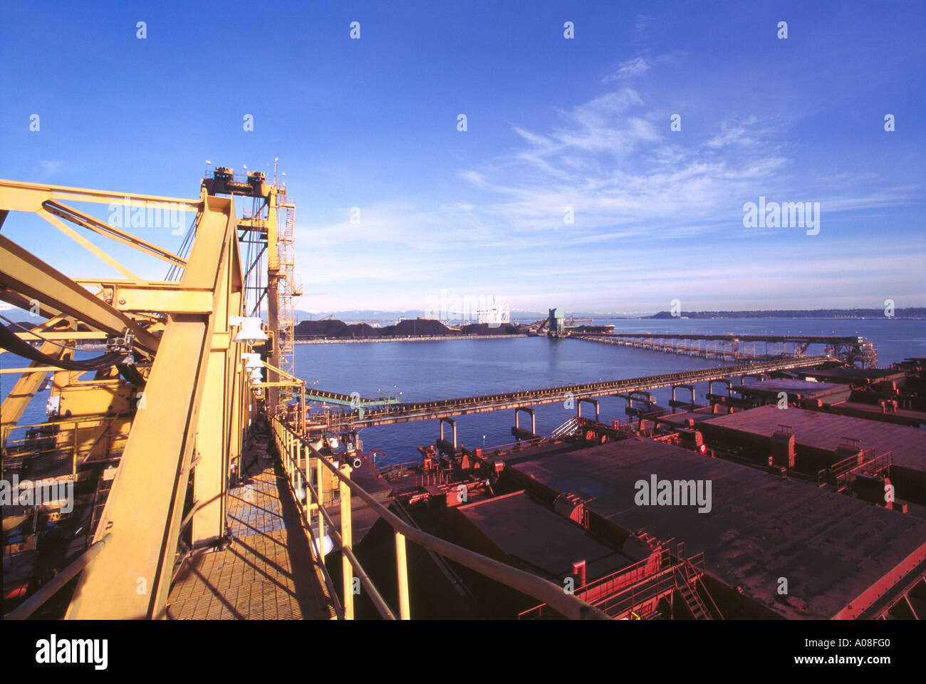 An Ocean-Going Ship loading Coal at Westshore Terminals at Roberts Bank ...