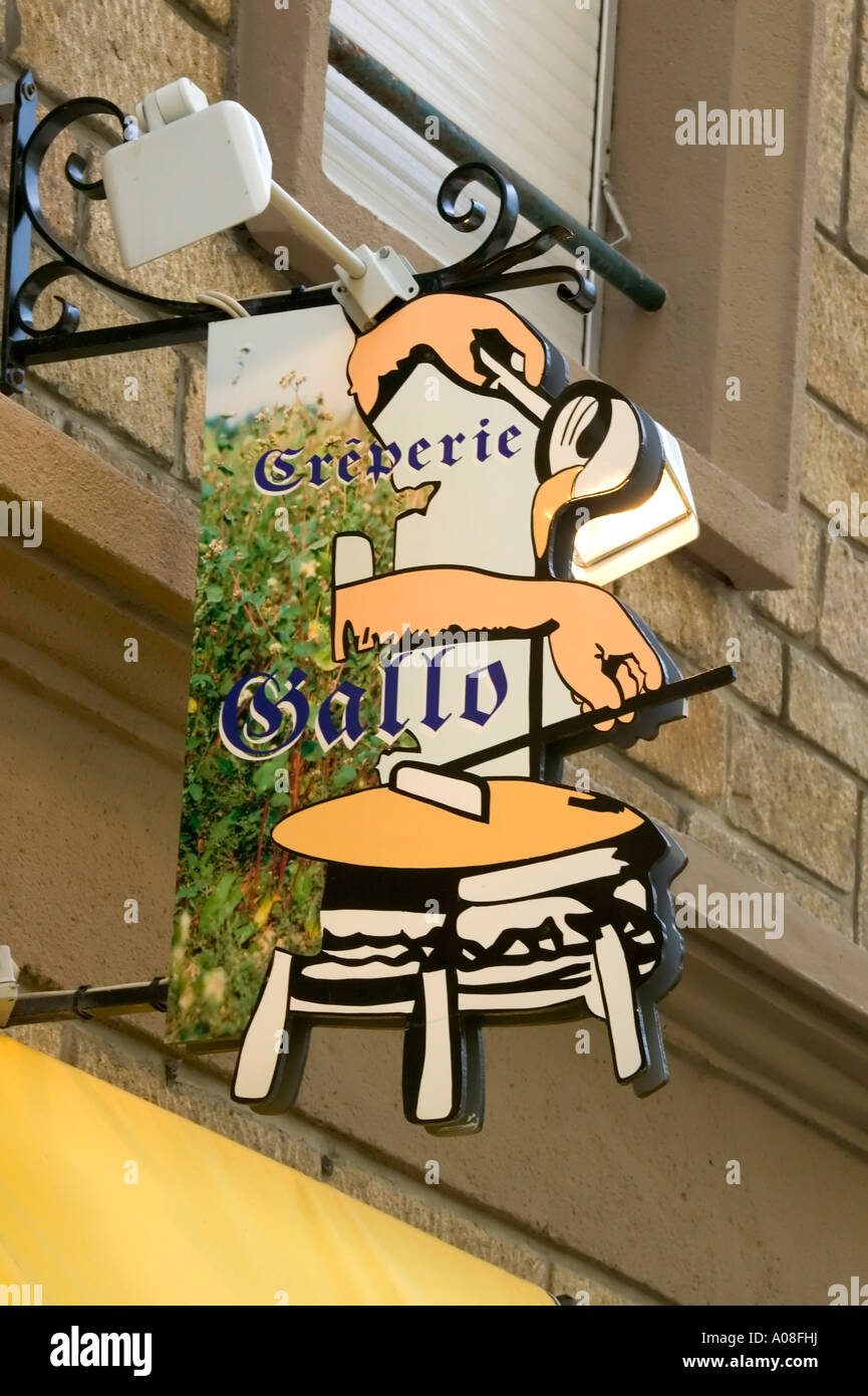Le Gallo Creperie sign St Malo Stock Photo - Alamy