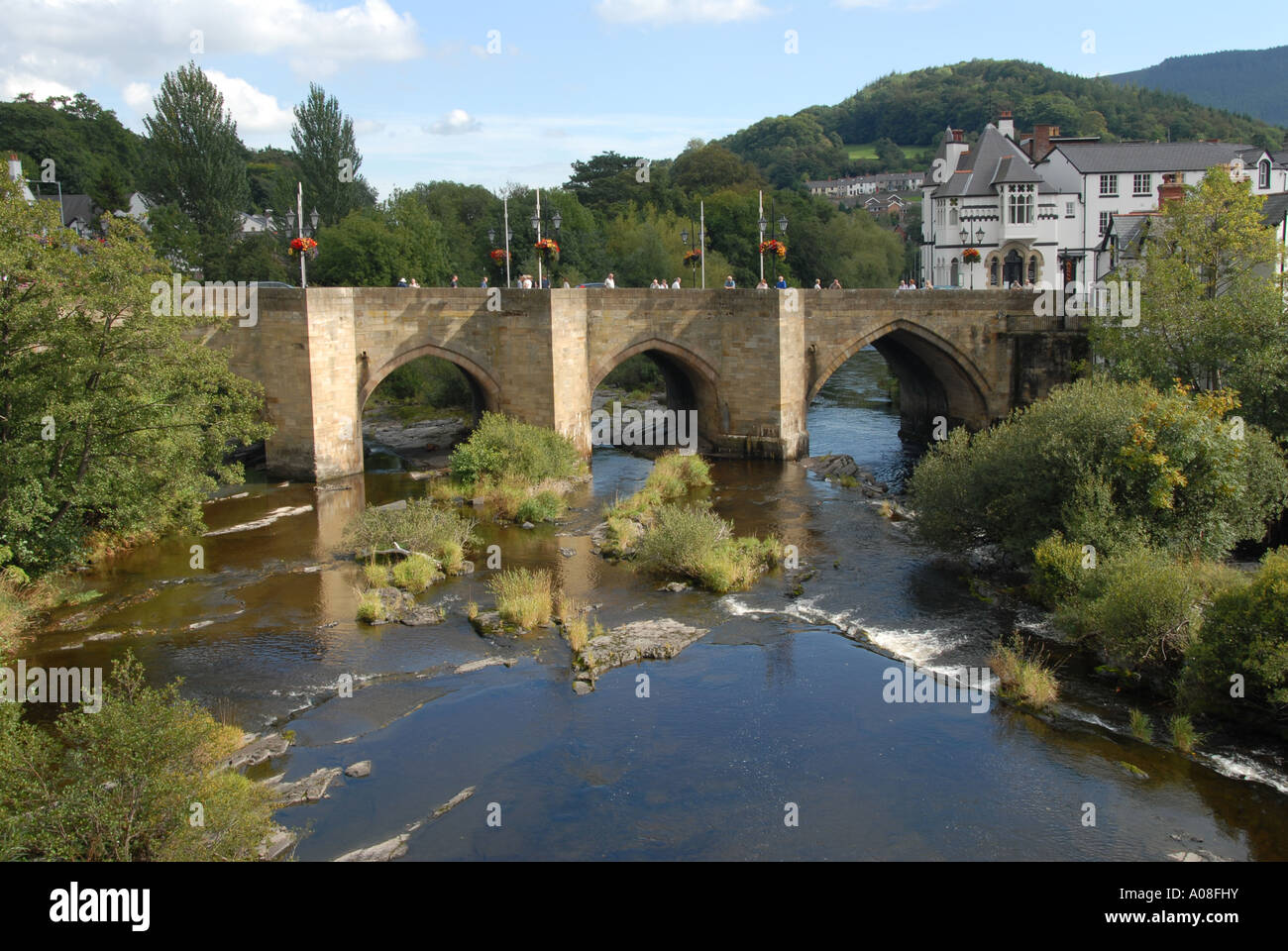 Llangollen Bridge Over River Dee Llangollen Denbighshire North East ...