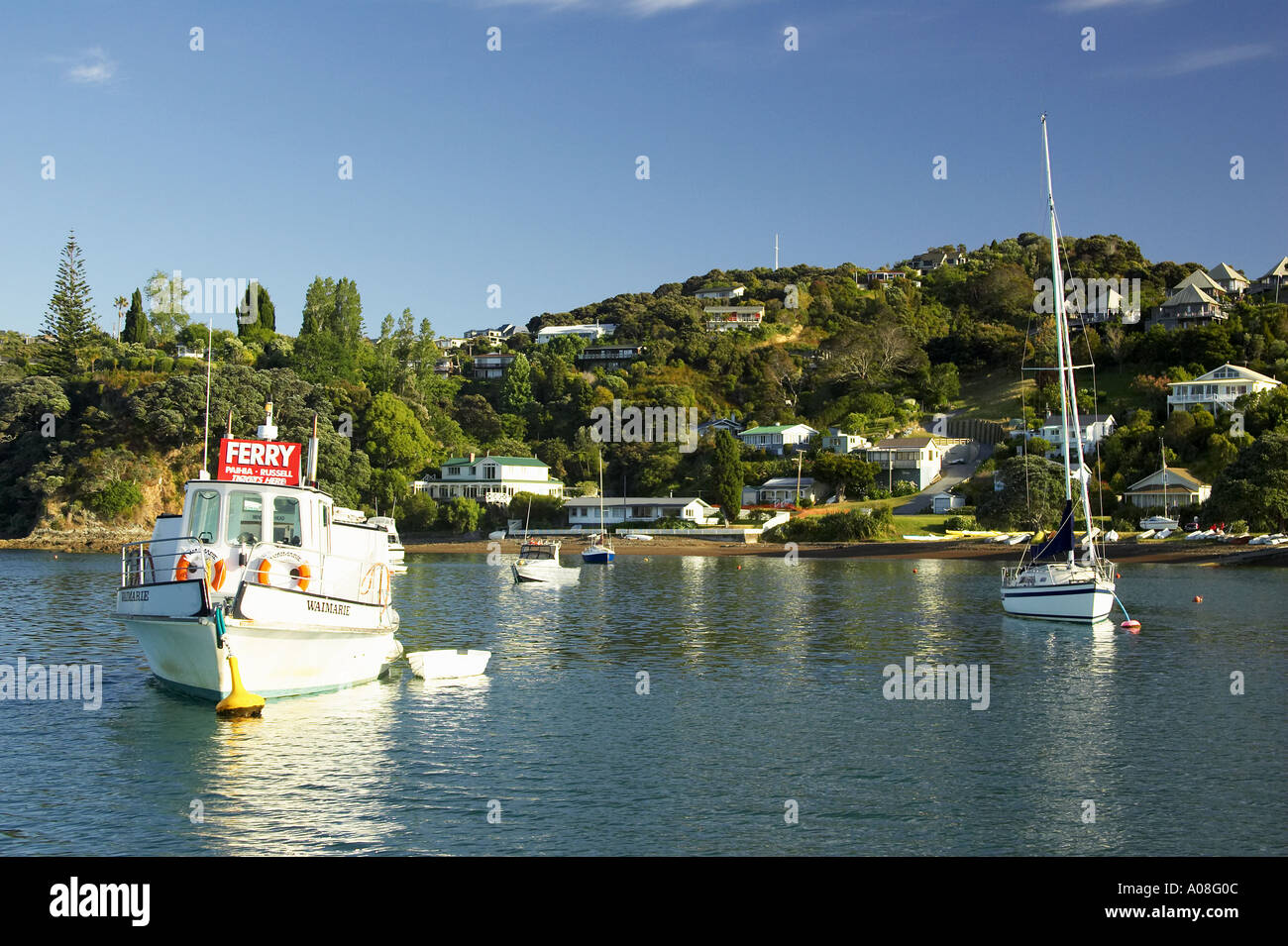 Boats Russell Bay of Islands Northland New Zealand Stock Photo - Alamy