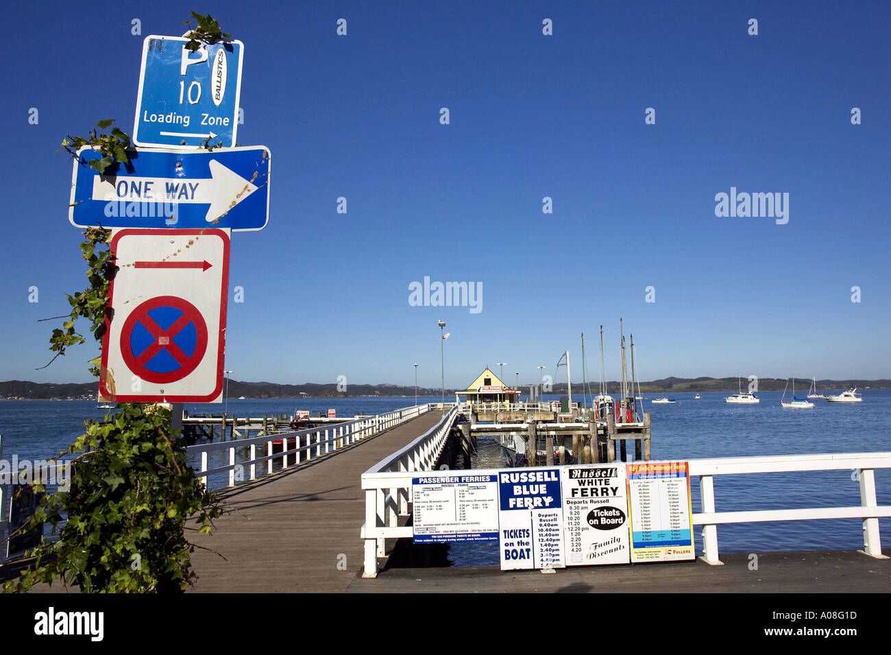 Wharf Russell Bay of Islands Northland New Zealand Stock Photo - Alamy