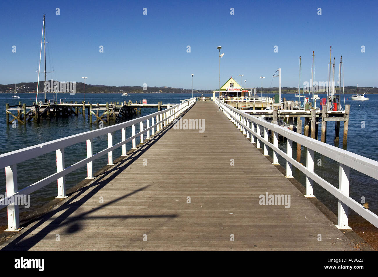Wharf Russell Bay of Islands Northland New Zealand Stock Photo - Alamy