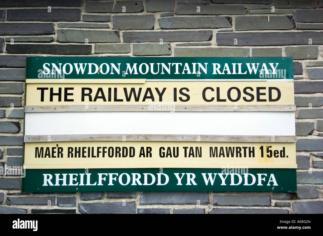 Snowdon mountain railway sign hi-res stock photography and images - Alamy