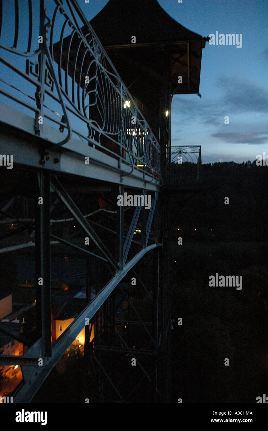 outdoor elevator bridge at night Stock Photo - Alamy
