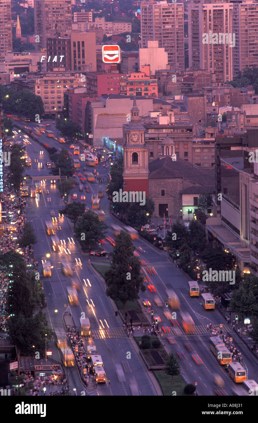 Downtown Santiago city Chile Alameda Bernardo O Higgins South America ...