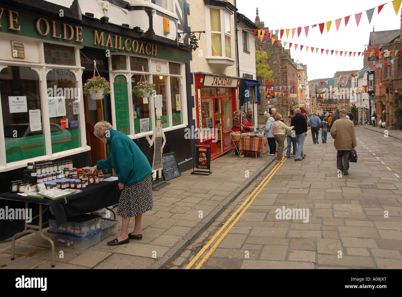 People and Shops Conwy Food Festival Conwy North West Wales Stock Photo ...