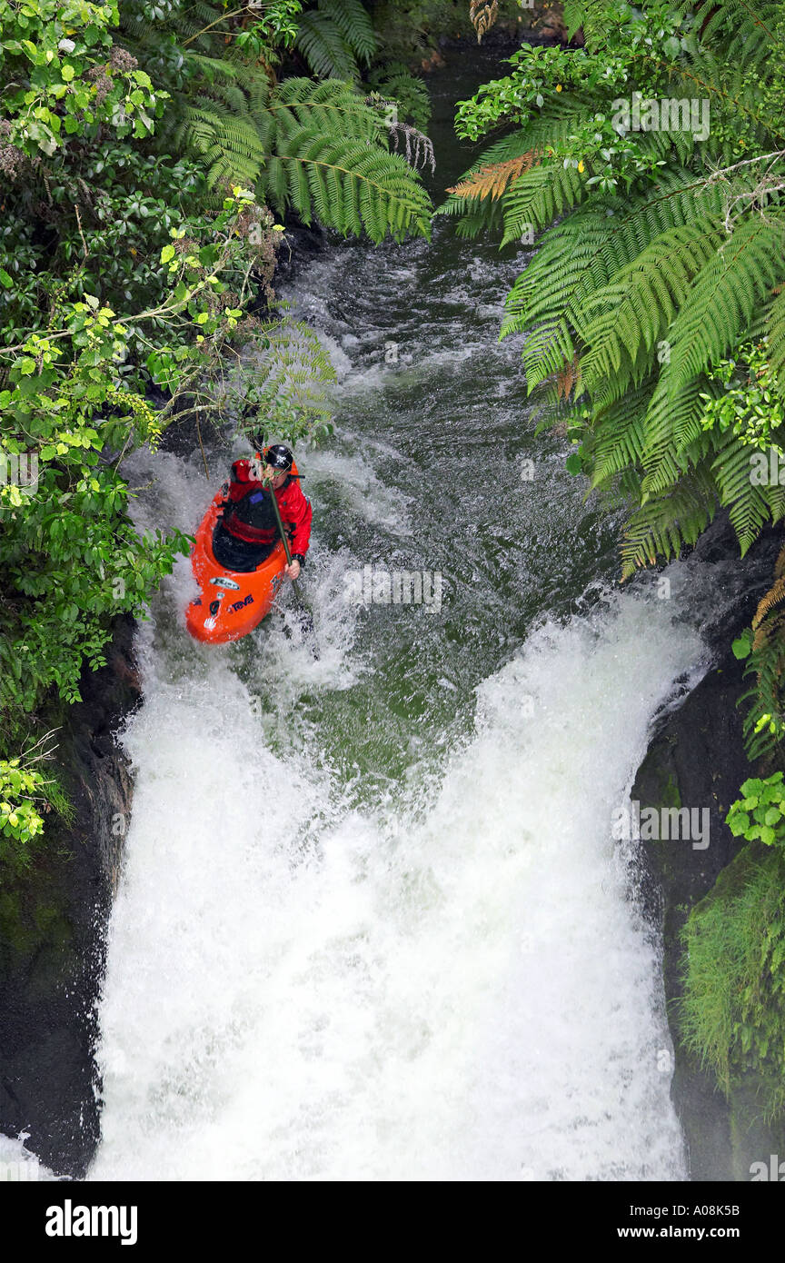 Kayak Tutea s Falls Okere River near Rotorua New Zealand Stock Photo ...