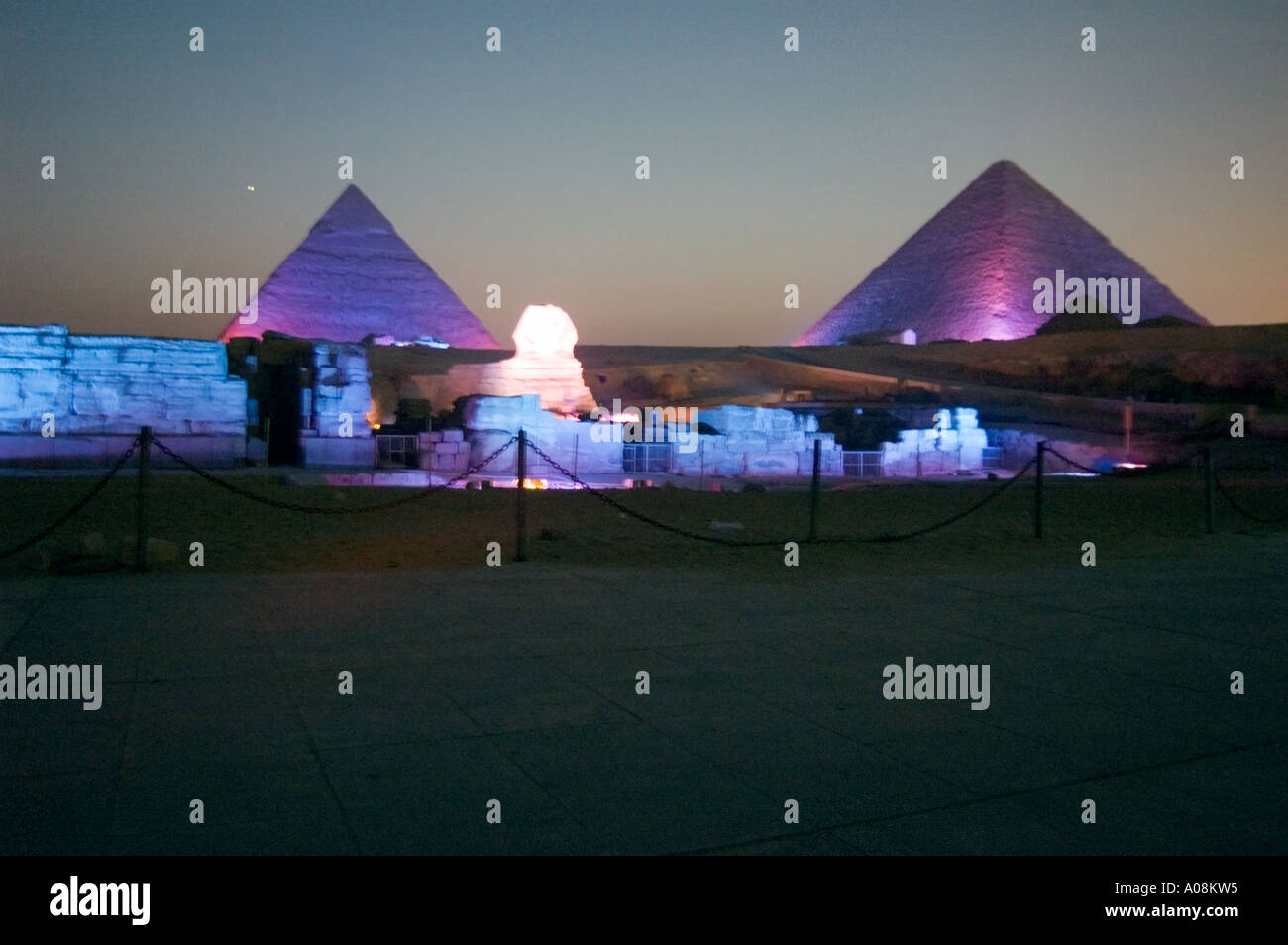 Light and Sound show at the Pyramids, Giza, Cairo, Egypt, Africa Stock ...