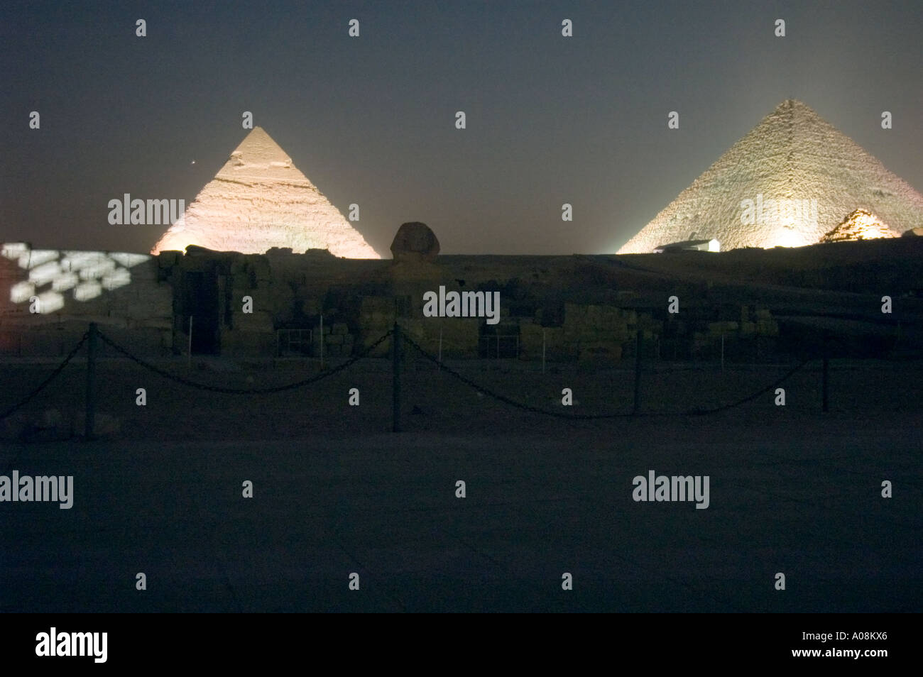 Light and Sound show at the Pyramids, Giza, Cairo, Egypt, Africa Stock ...