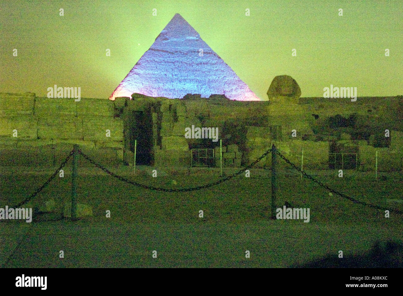 Light and Sound show at the Pyramids, Giza, Cairo, Egypt, Africa Stock ...