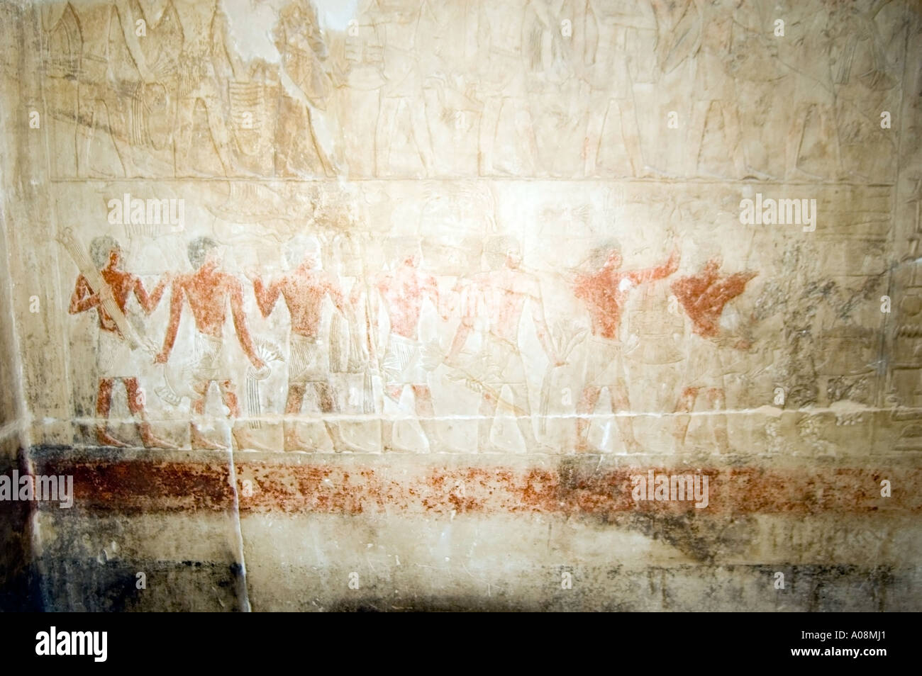 Ancient inscriptions inside a tomb at the Pyramid complex at Saqqara ...