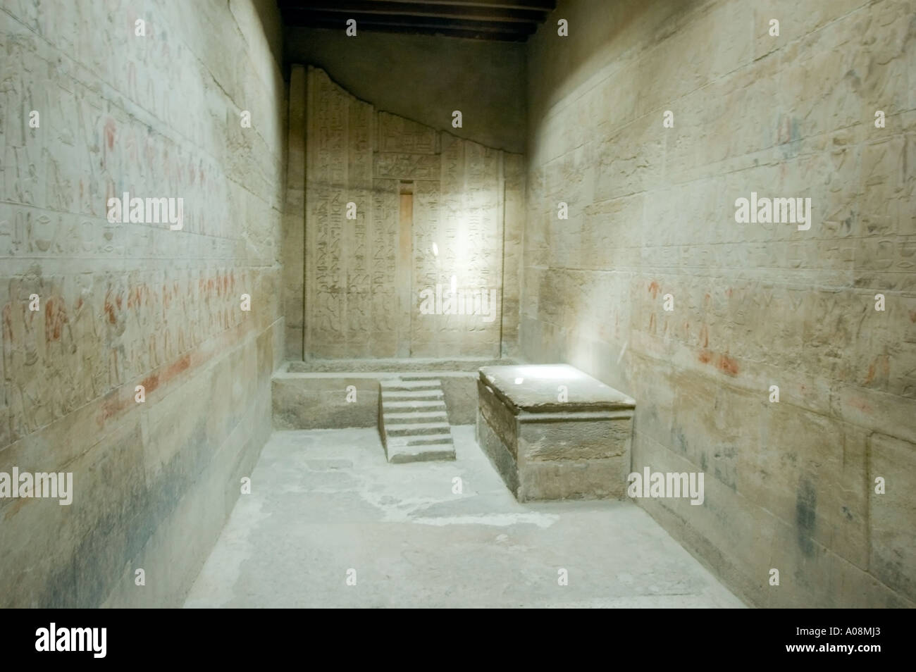 Ancient inscriptions inside a tomb at the Pyramid complex at Saqqara ...