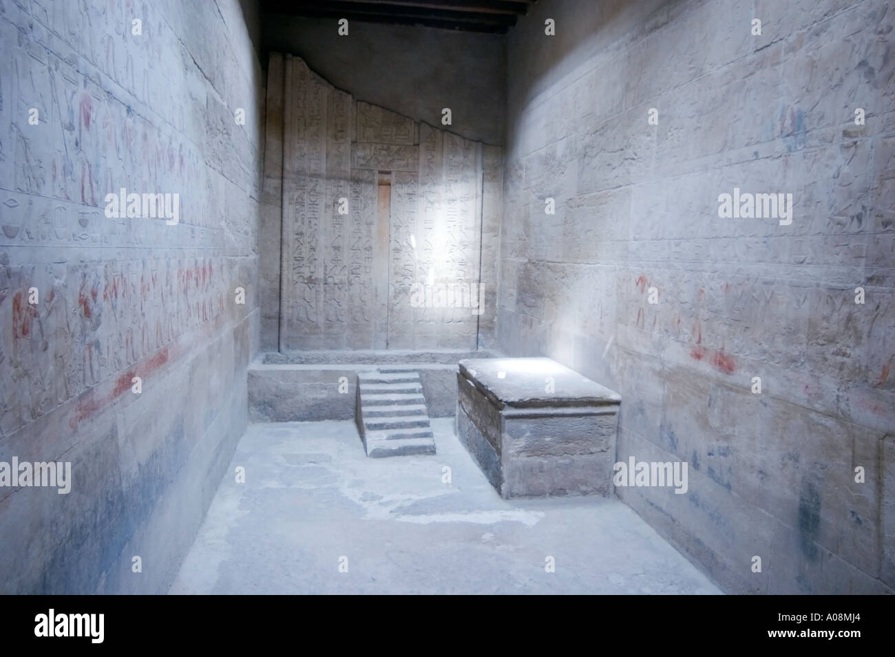 Ancient inscriptions inside a tomb at the Pyramid complex at Saqqara ...