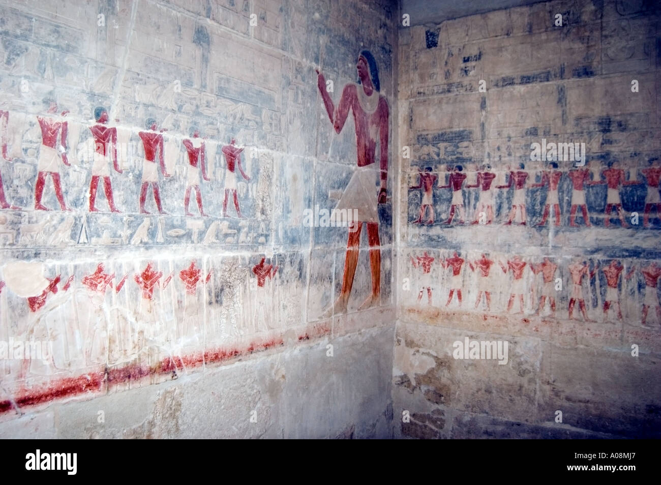 Ancient inscriptions inside a tomb at the Pyramid complex at Saqqara ...