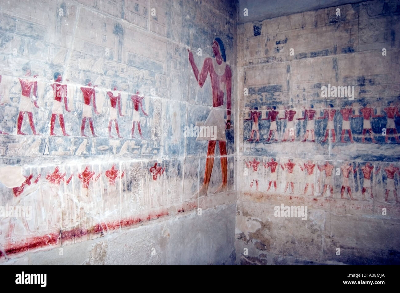 Ancient inscriptions inside a tomb at the Pyramid complex at Saqqara ...