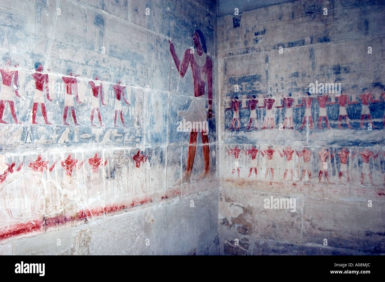 Ancient inscriptions inside a tomb at the Pyramid complex at Saqqara ...