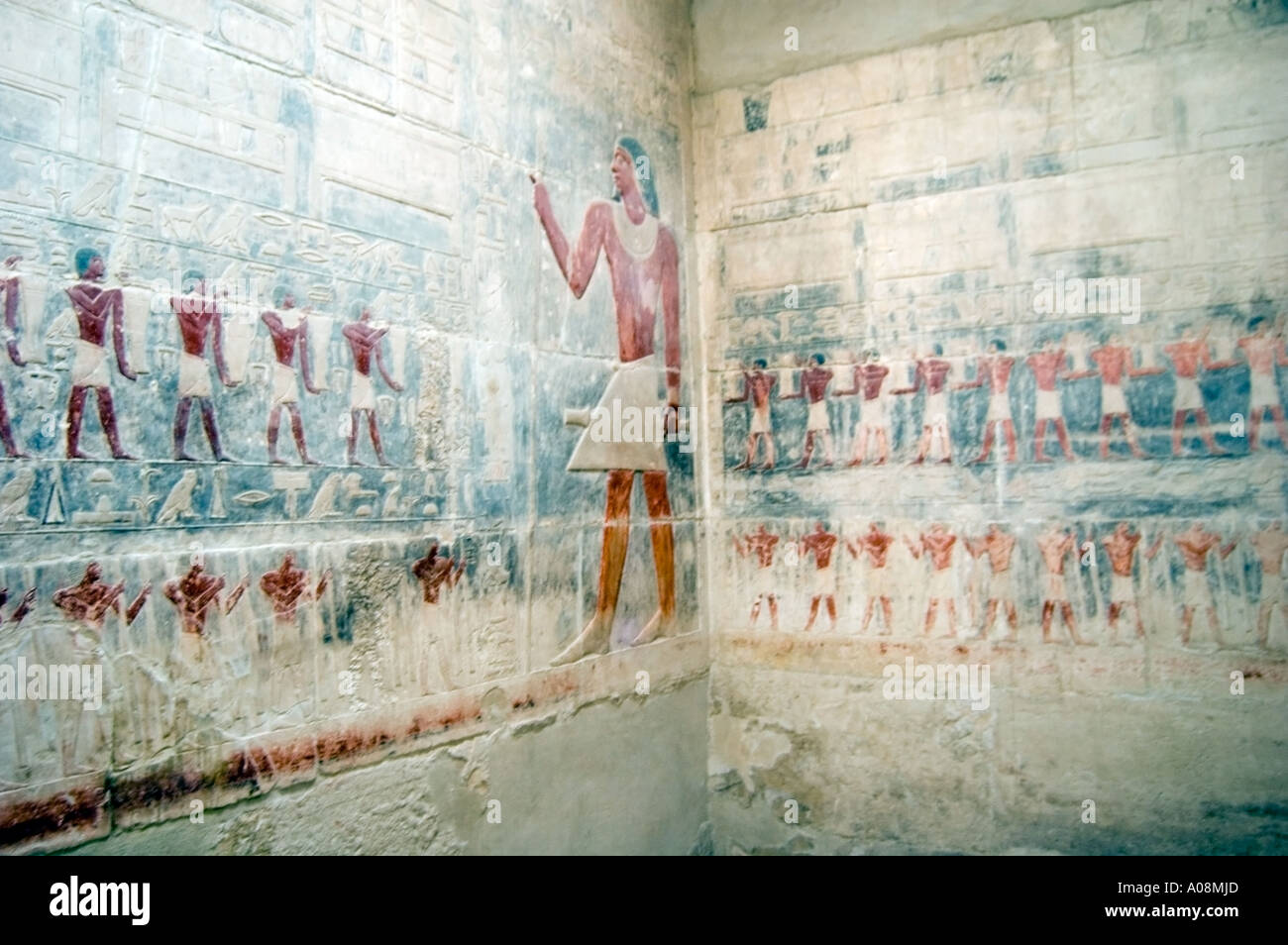Ancient inscriptions inside a tomb at the Pyramid complex at Saqqara ...