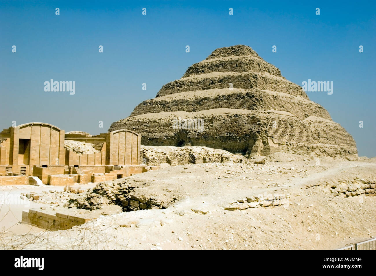 King Djoser's step pyramid at Saqqara, the original pyramid, older than ...