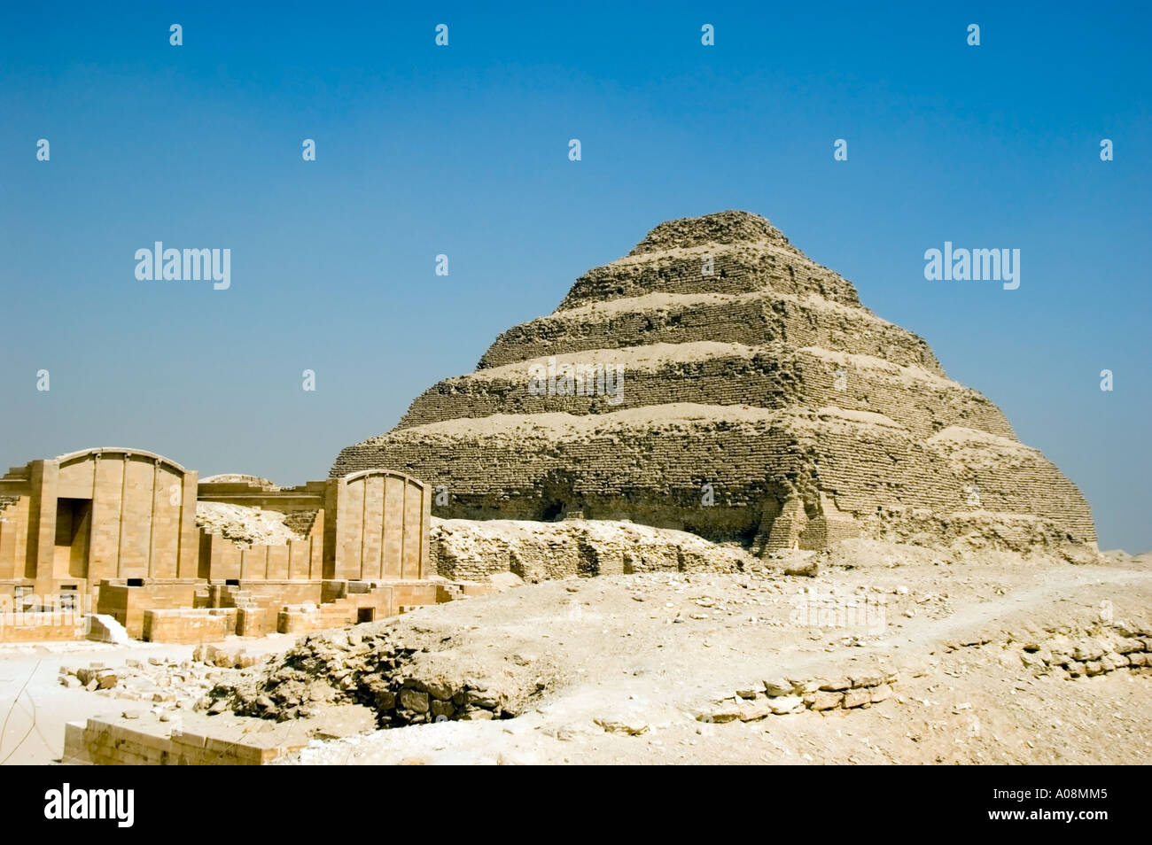 King Djoser's step pyramid at Saqqara, the original pyramid, older than ...