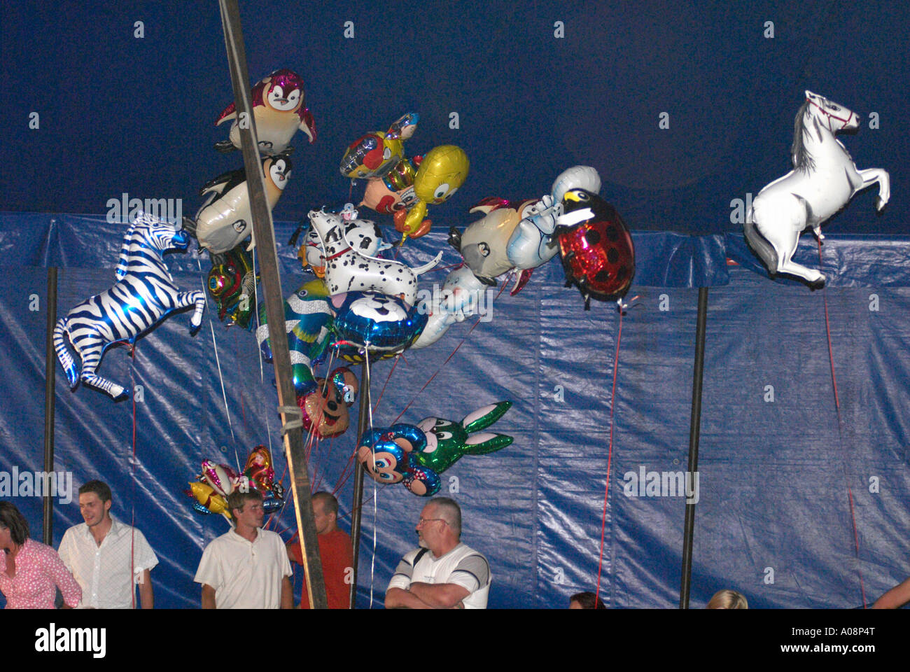Inflatable animal balloons for sale at a traditional circus travelling ...