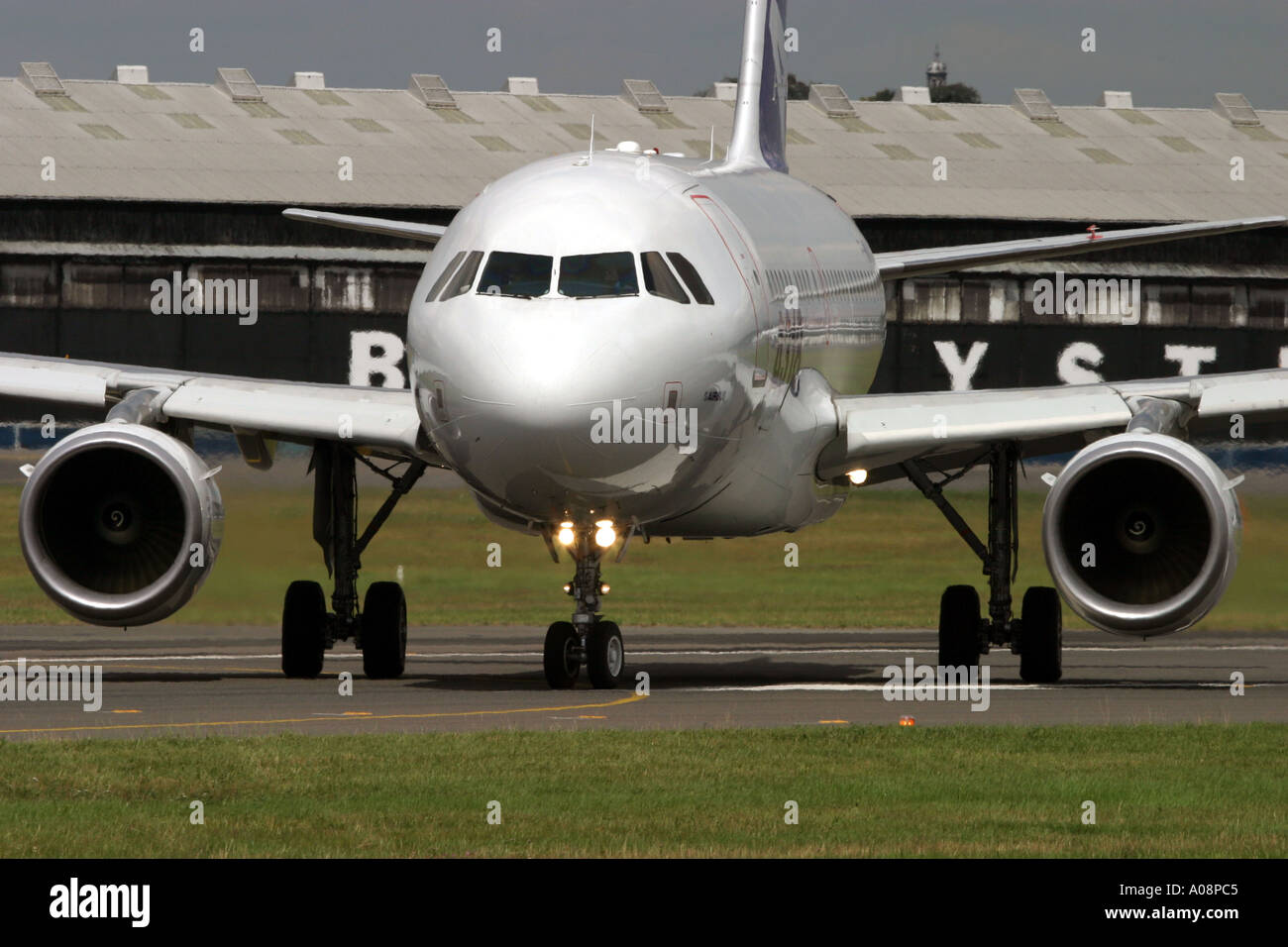 Airbus A318 awaitng take off at Farnborough 2004 Stock Photo - Alamy