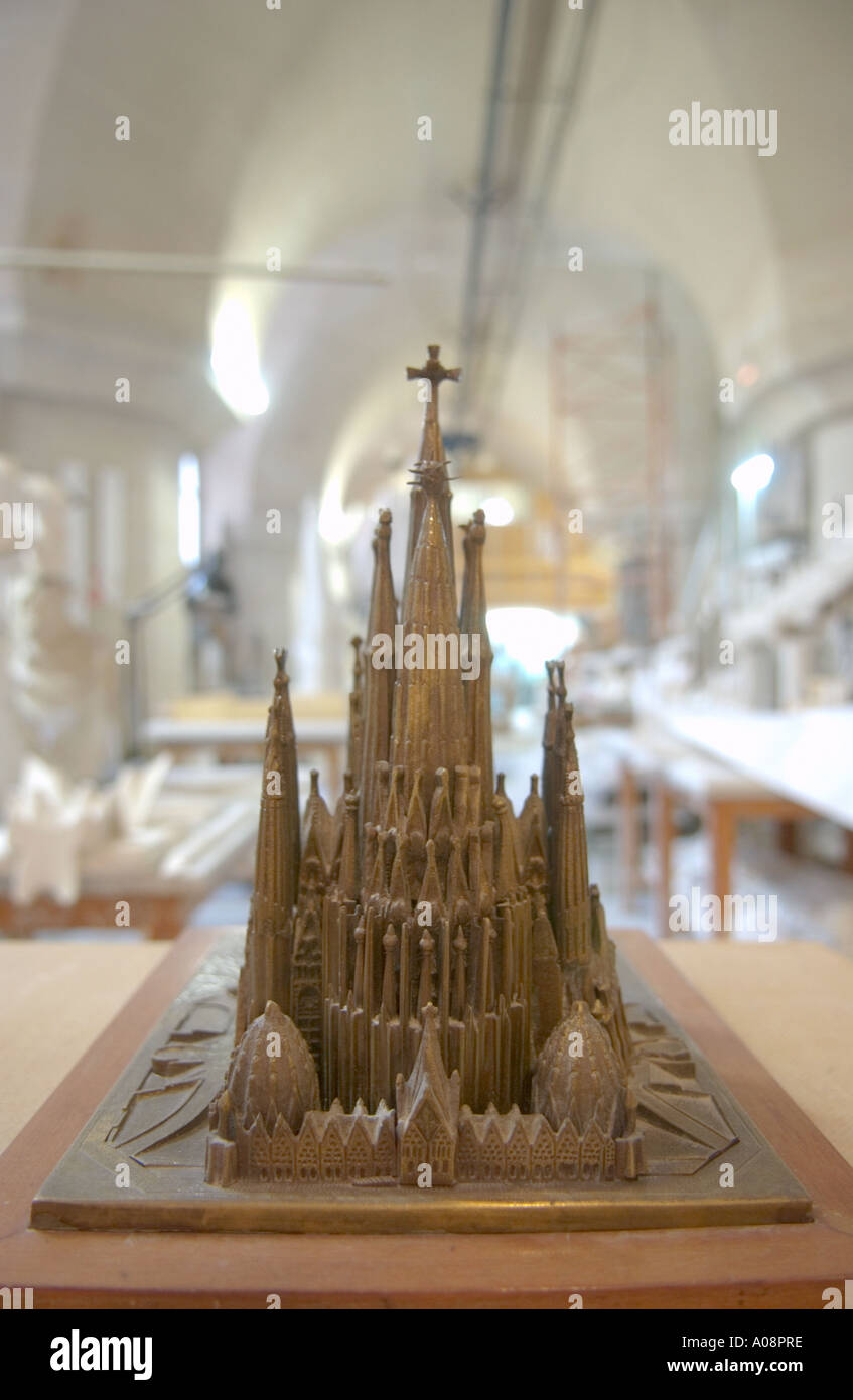 Model Of The Completed Sagrada Familia On Display In The Workshop Of The Cathedral In Barcelona