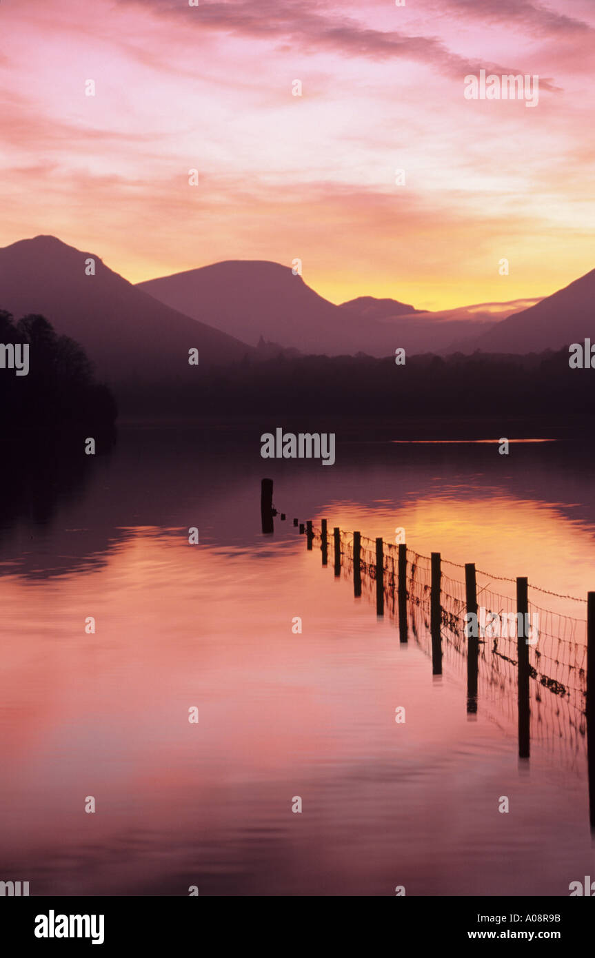 Portrait of Derwentwater in the Lake District England Shown at sunset ...