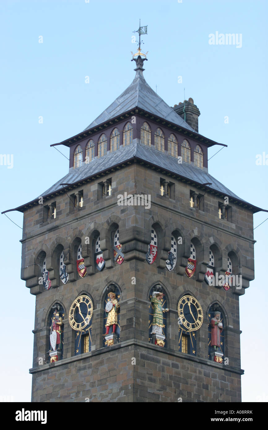 Clock Tower Cardiff Castle Cardiff City Centre South Wales Stock Photo - Alamy