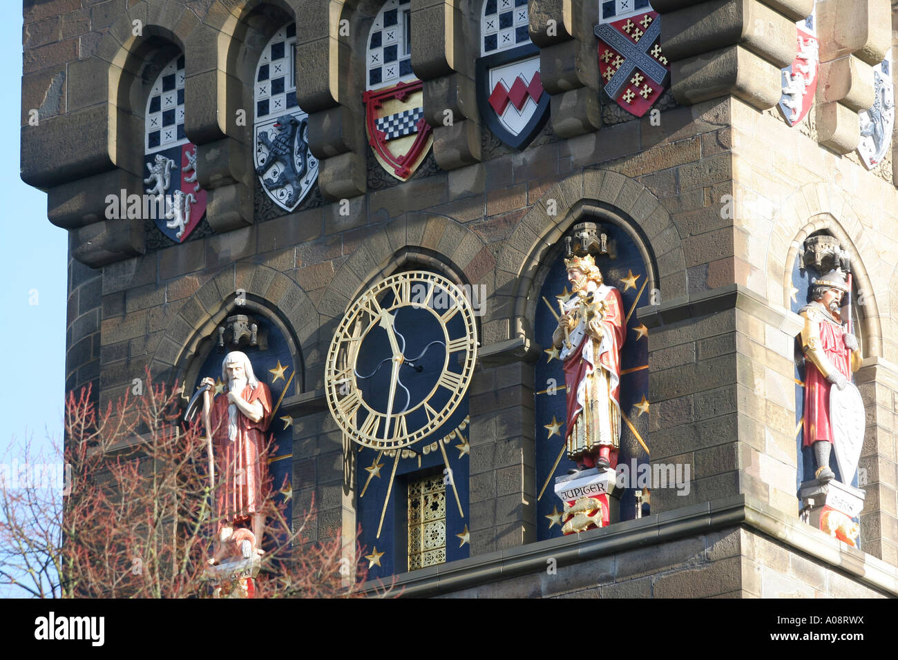 Clock Tower Cardiff Castle Cardiff City Centre South Wales Stock Photo - Alamy