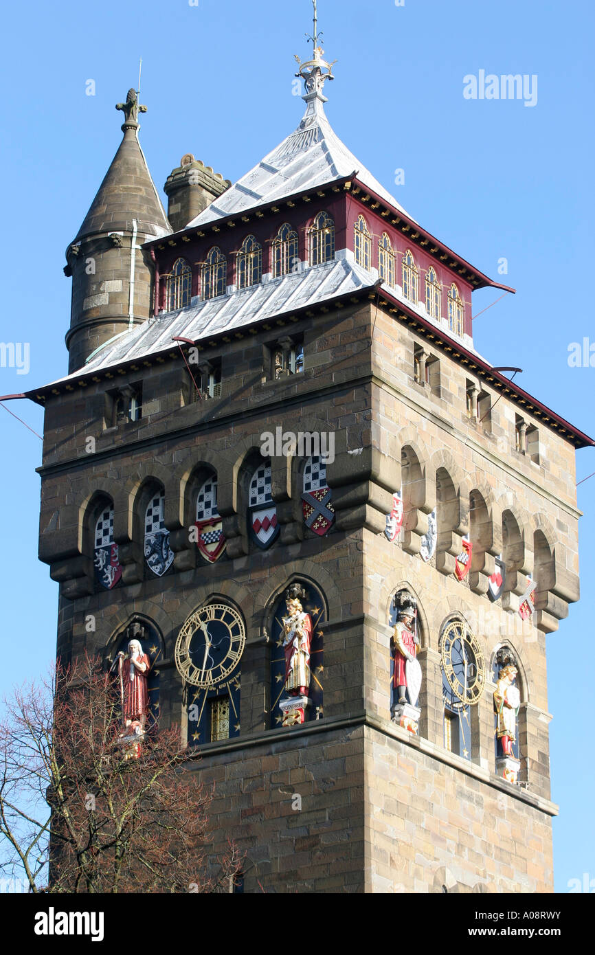 Clock Tower Cardiff Castle Cardiff City Centre South Wales Stock Photo ...
