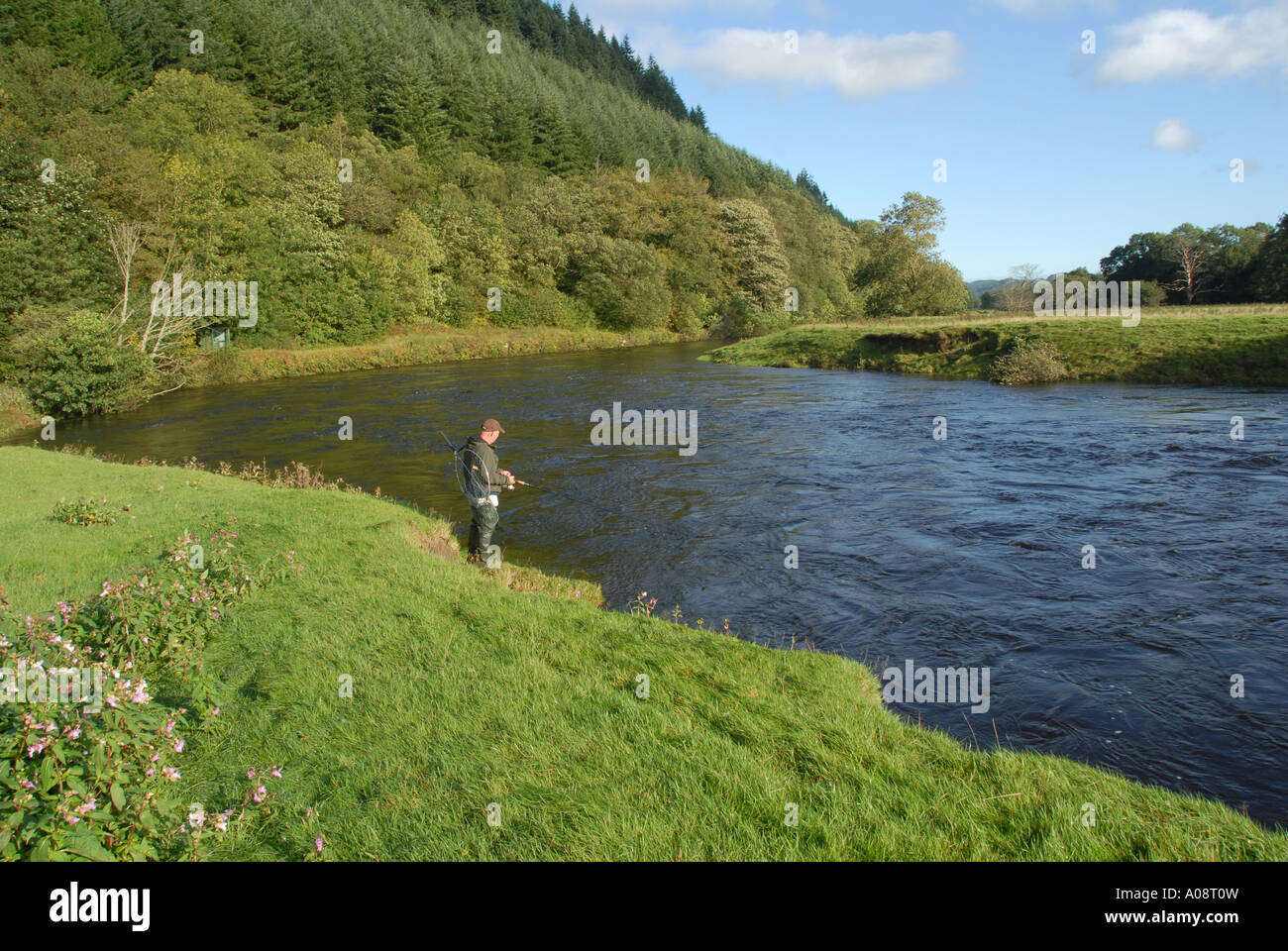 Salmon Fishing in River Conwy Llanrwst Snowdonia North West Wales Stock ...