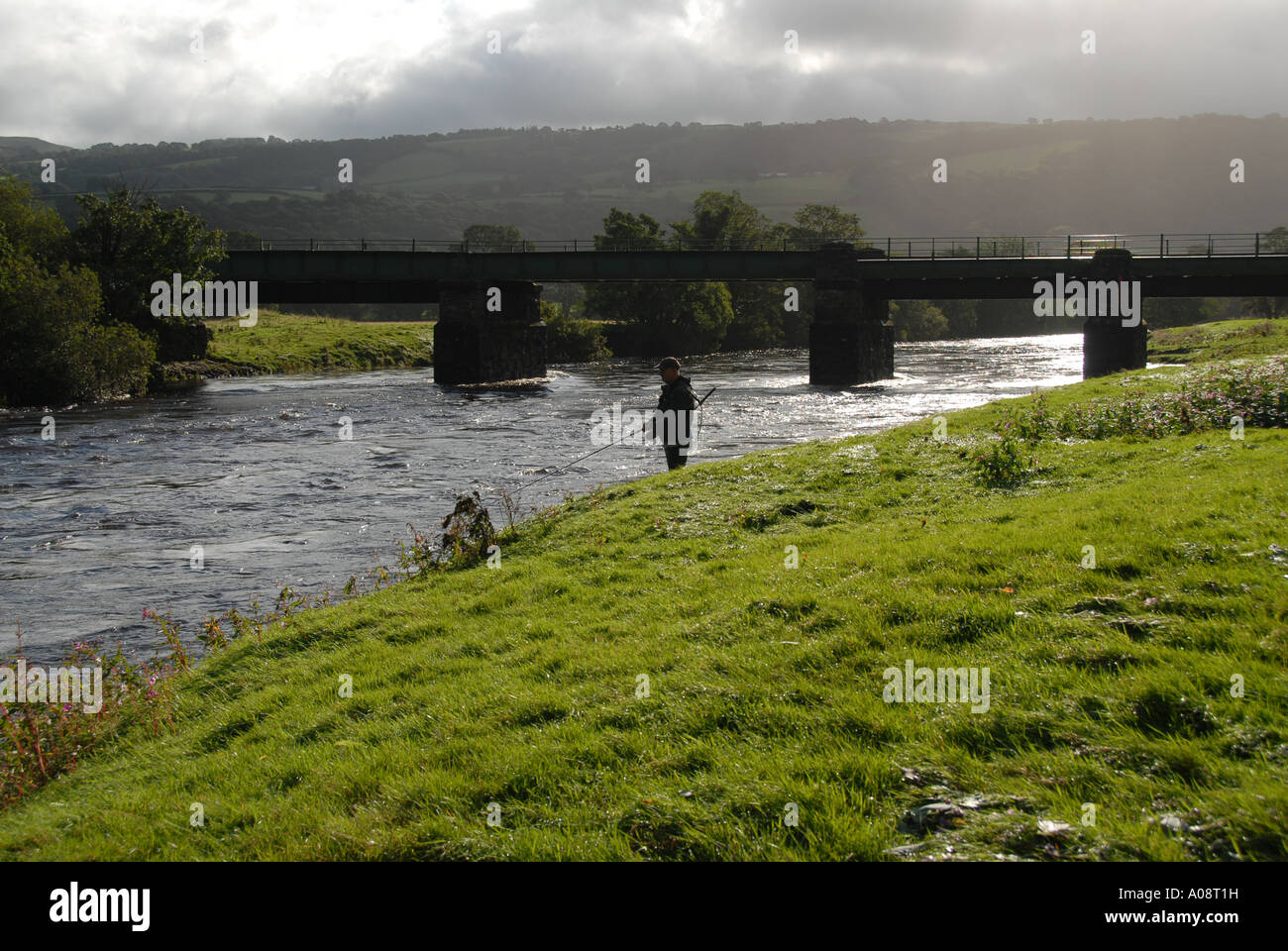 Salmon Fishing in River Conwy Llanrwst Snowdonia North West Wales Stock ...