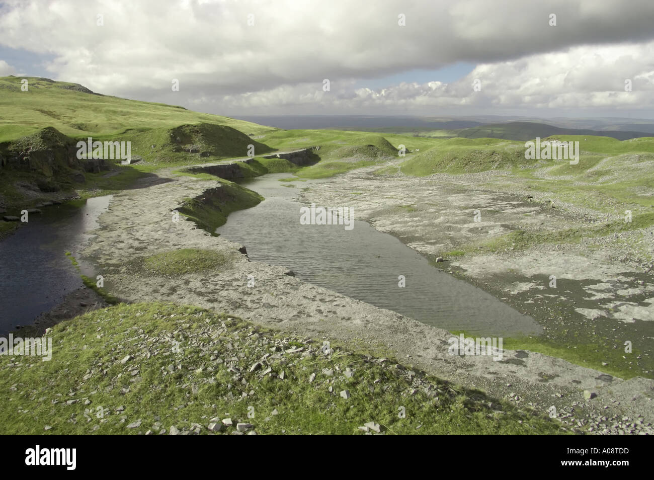 The brecon beacons national park boundary stone hi-res stock ...