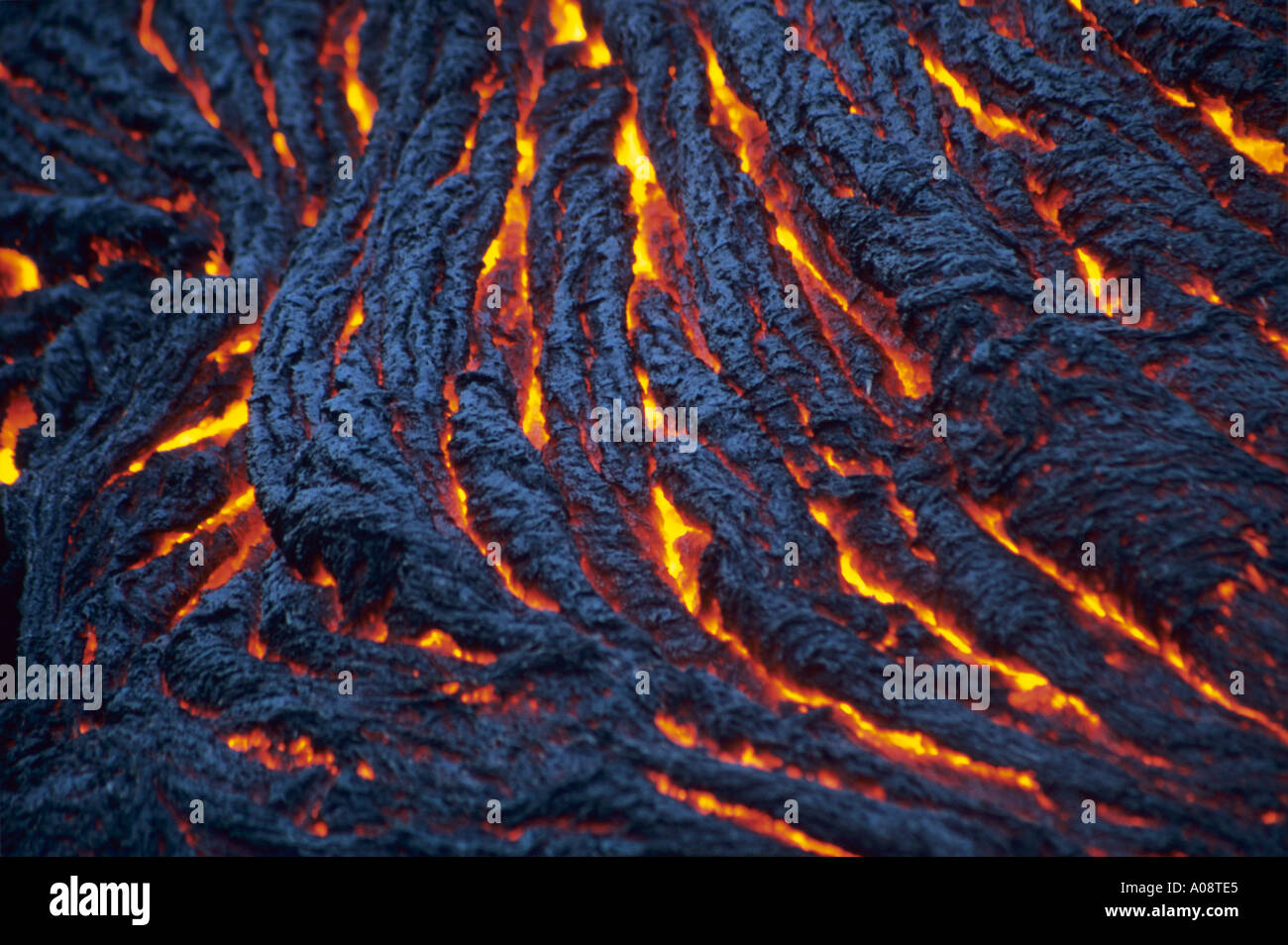 Molten Pahoehoe lava formations on Kilauea volcano - Volcanoes National ...