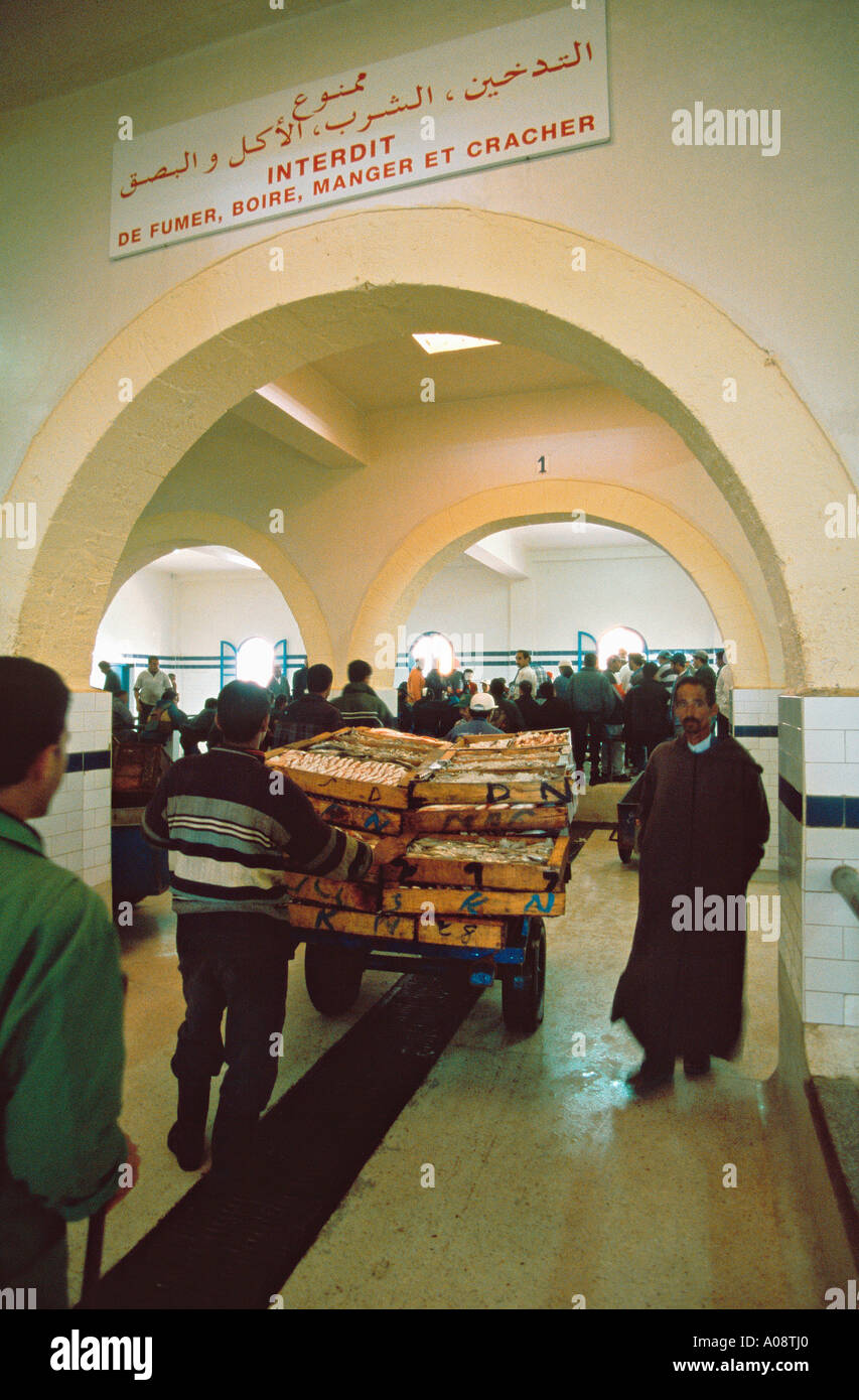 Fish market in the harbour of Essaouira Morocco Stock Photo - Alamy