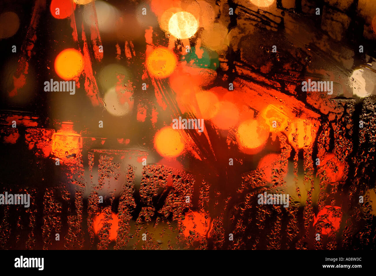 street lights on a wet window Stock Photo - Alamy