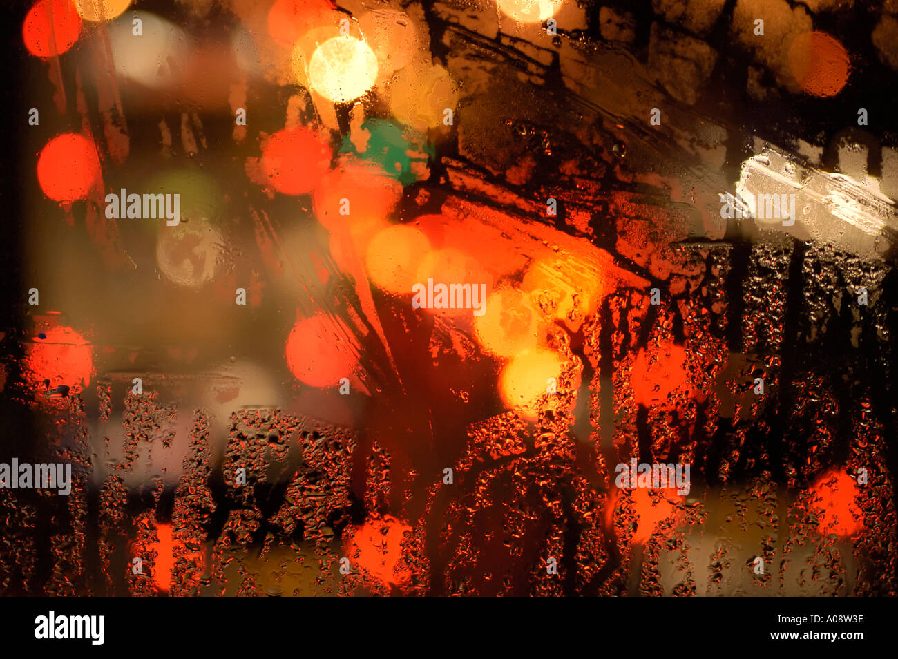 street lights on a wet window Stock Photo - Alamy