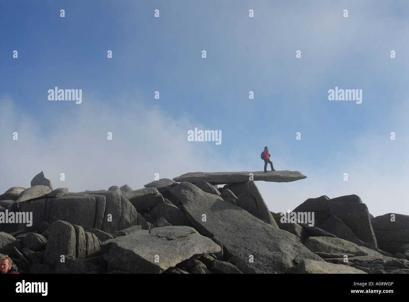 Walker on the Cantilever Y Glyderau The Glyders Snowdonia North West ...