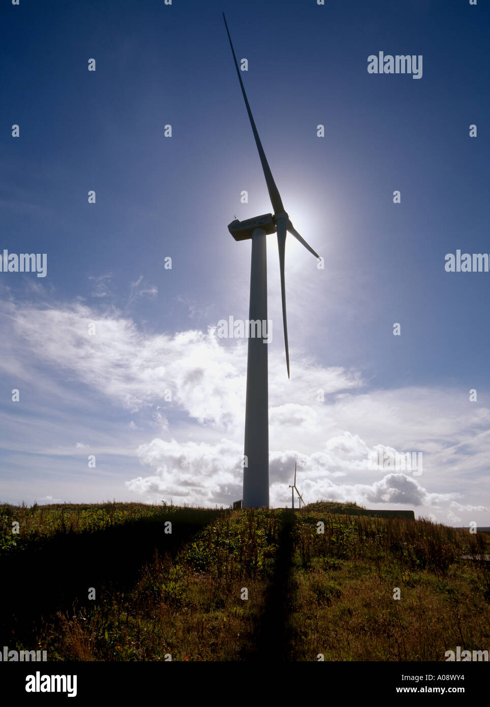 dh Wind Turbine silhouette ELECTRICITY UK Nordex Wind power Burgar Hill ...
