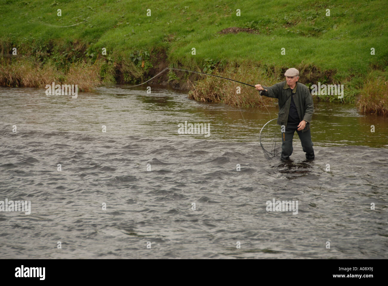 Salmon Fishing in River Conwy Llanrwst Snowdonia North West Wales Stock ...