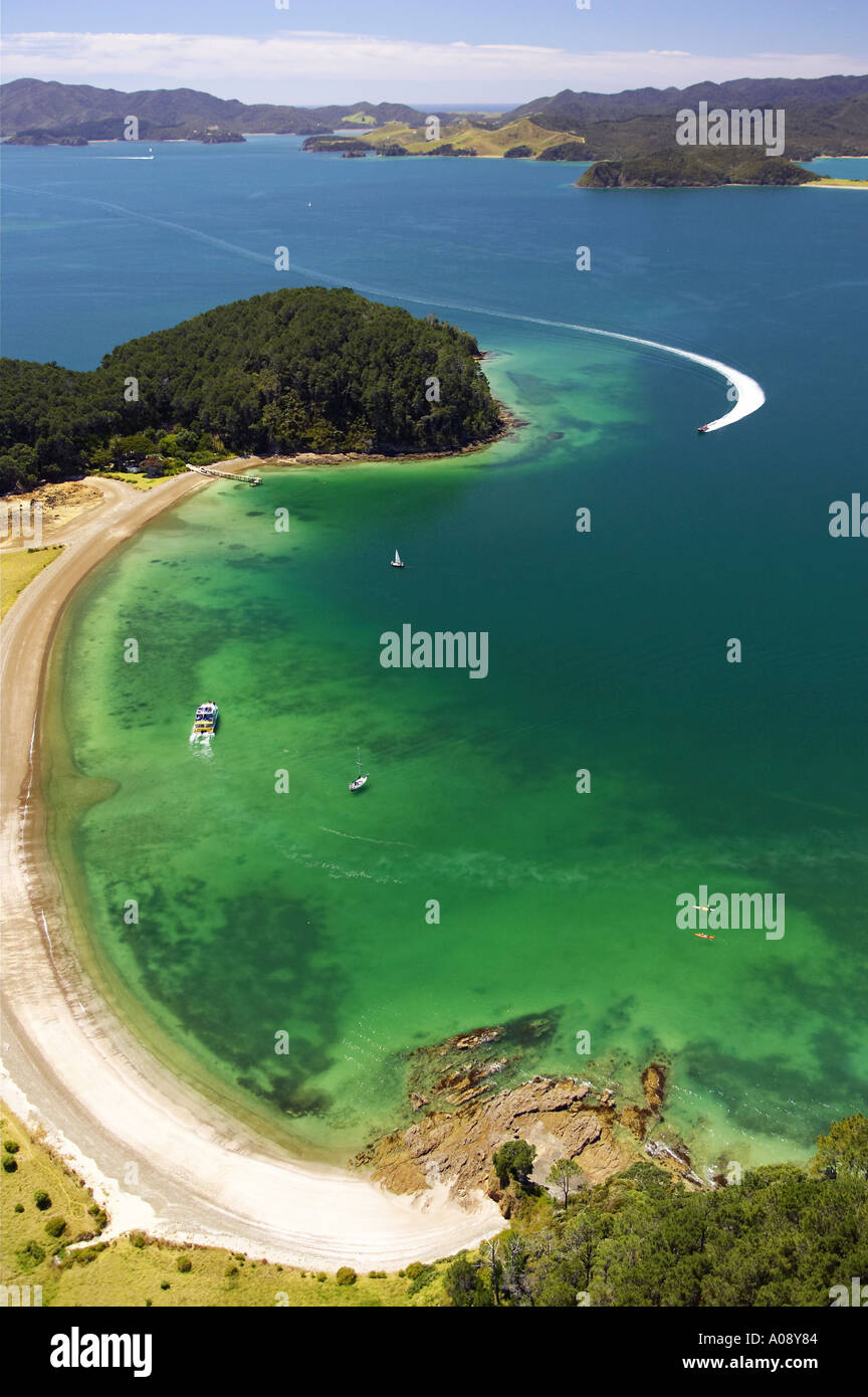 Motuarohia Roberton Island Bay of Islands Northland New Zealand aerial ...